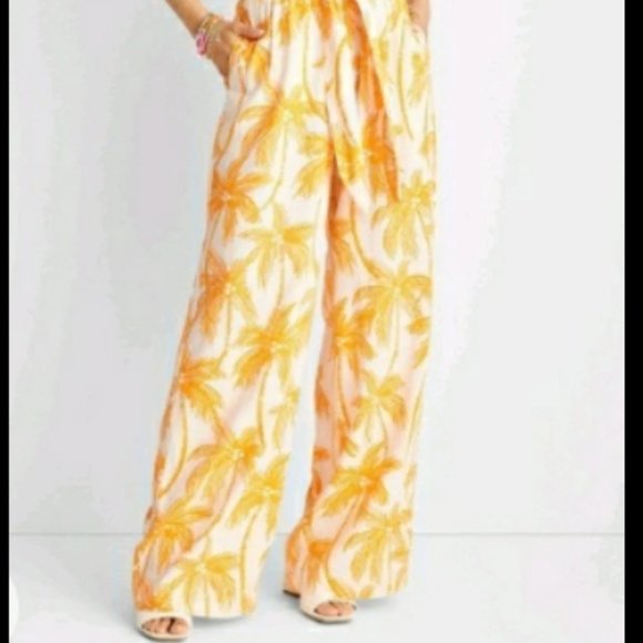 Future Collective | Pants & Jumpsuits | Nwt Wide Leg Palm Tree Pants ...